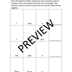 R Initial Words Picture Pages Worksheet + Progress Tracker for Speech ...