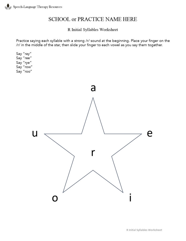 Vocalic /R/ Worksheets Bundle for Speech Therapy (editable, Fillable ...