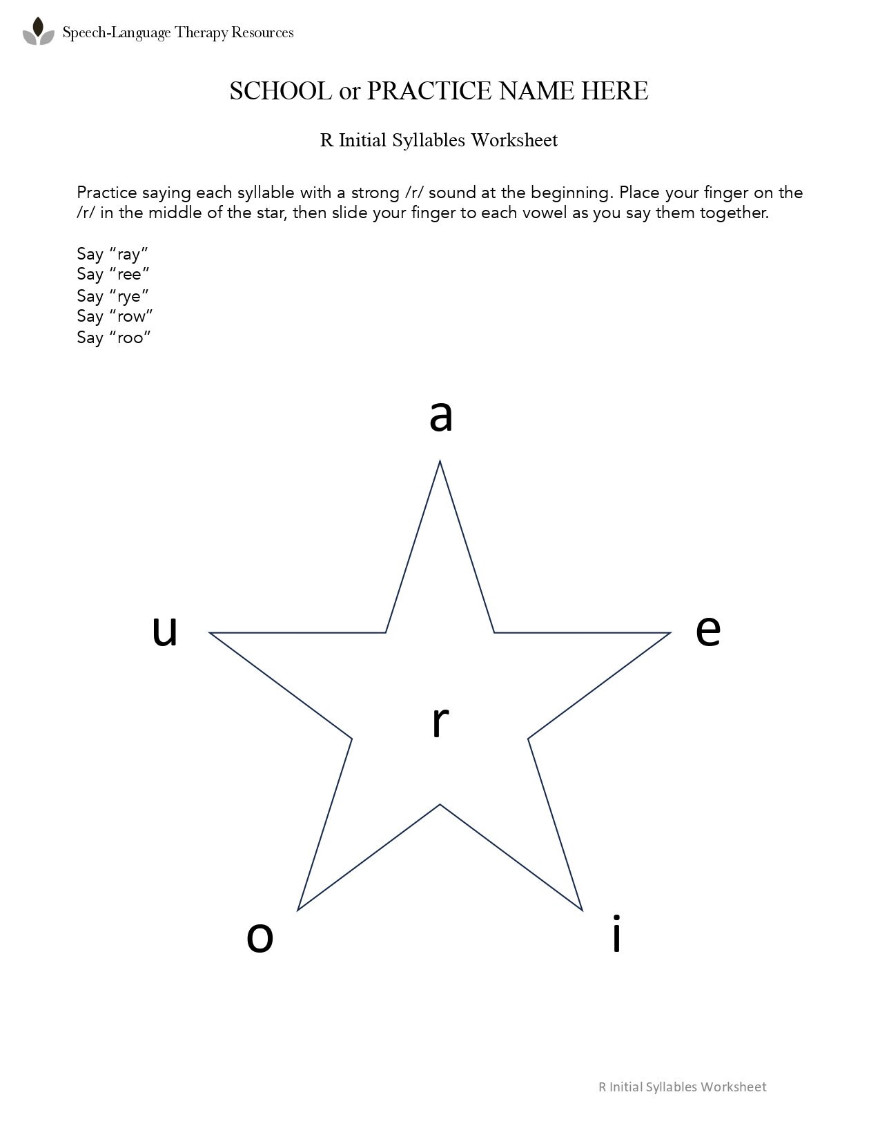 Vocalic /R/ Worksheets Bundle for Speech Therapy (editable, Fillable ...