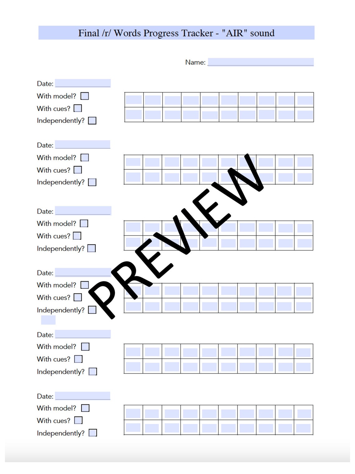 Final R Words AIR Sound Worksheet for Speech Therapy (editable ...