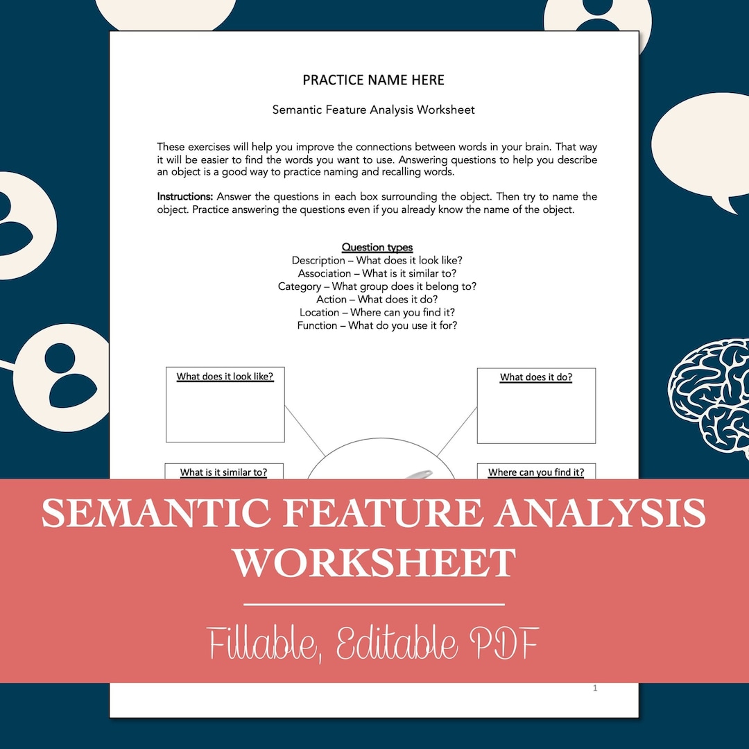 Semantic Feature Analysis Worksheet for Speech Therapy (editable ...
