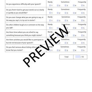 Informal Fluency Assessment for Speech Therapy (editable, Fillable ...