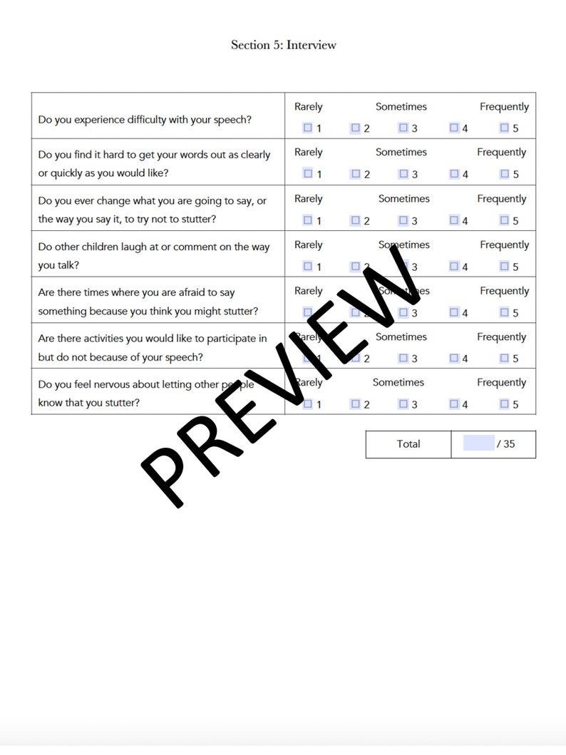 Informal Fluency Assessment for Speech Therapy (editable, Fillable ...