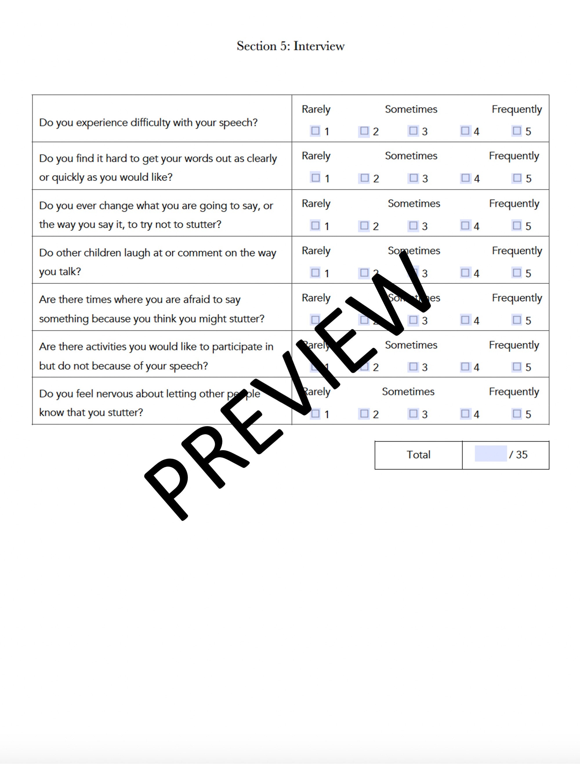 Informal Fluency Assessment for Speech Therapy (editable, Fillable ...