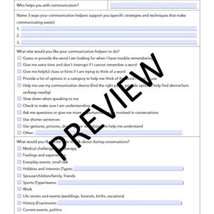 Subjective Aphasia Assessment Worksheet for Speech Therapy (editable ...