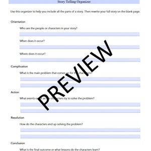 Story Telling Organizer Worksheet for Speech Therapy (editable ...