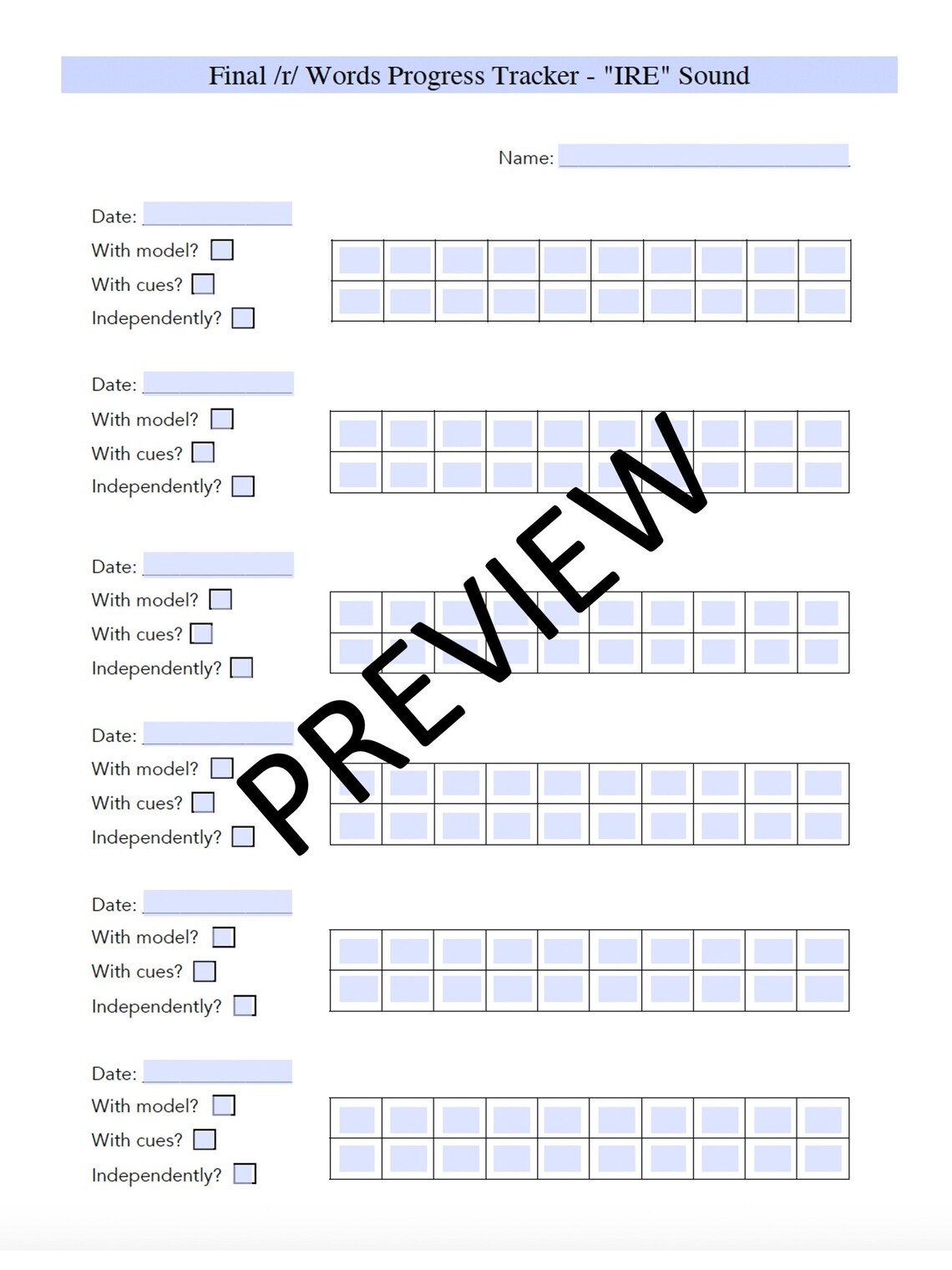 Final /R/ Words IRE Sound Worksheet for Speech Therapy editable ...