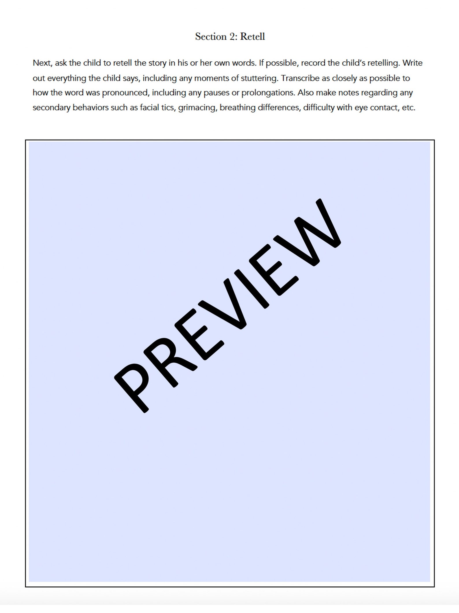 Informal Fluency Assessment for Speech Therapy (editable, Fillable ...
