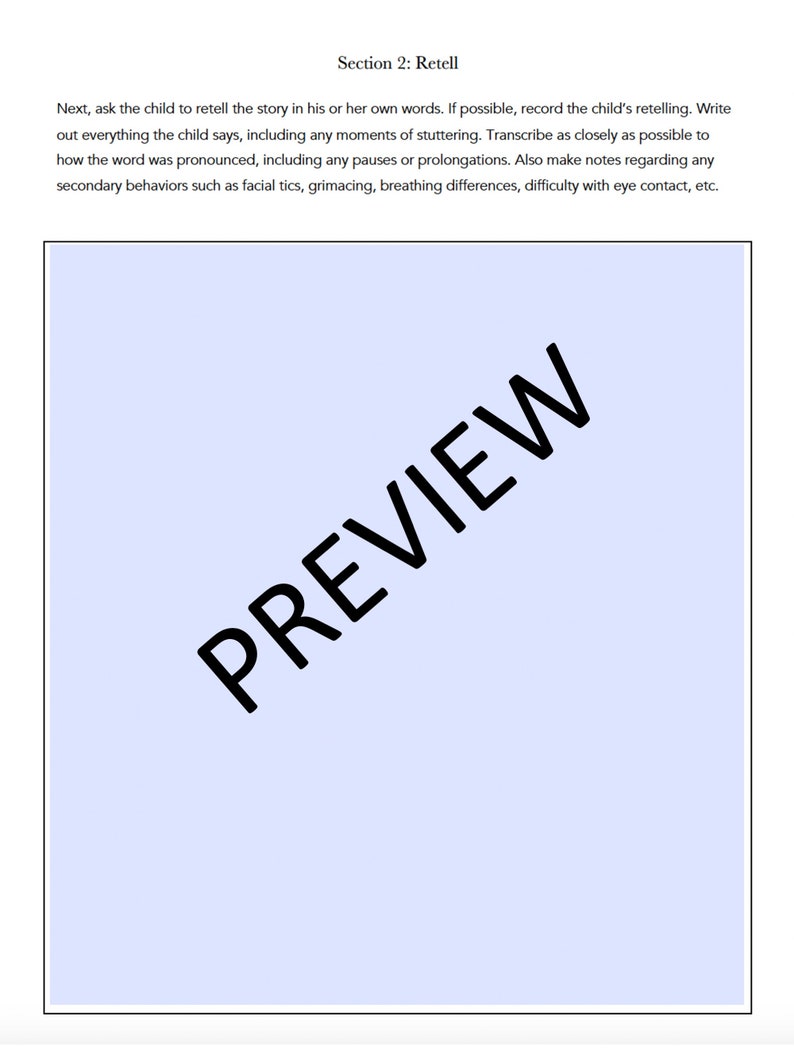 Informal Fluency Assessment for Speech Therapy (editable, Fillable ...