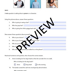 Intro to WH Questions Worksheet for Speech Therapy (editable, Fillable ...