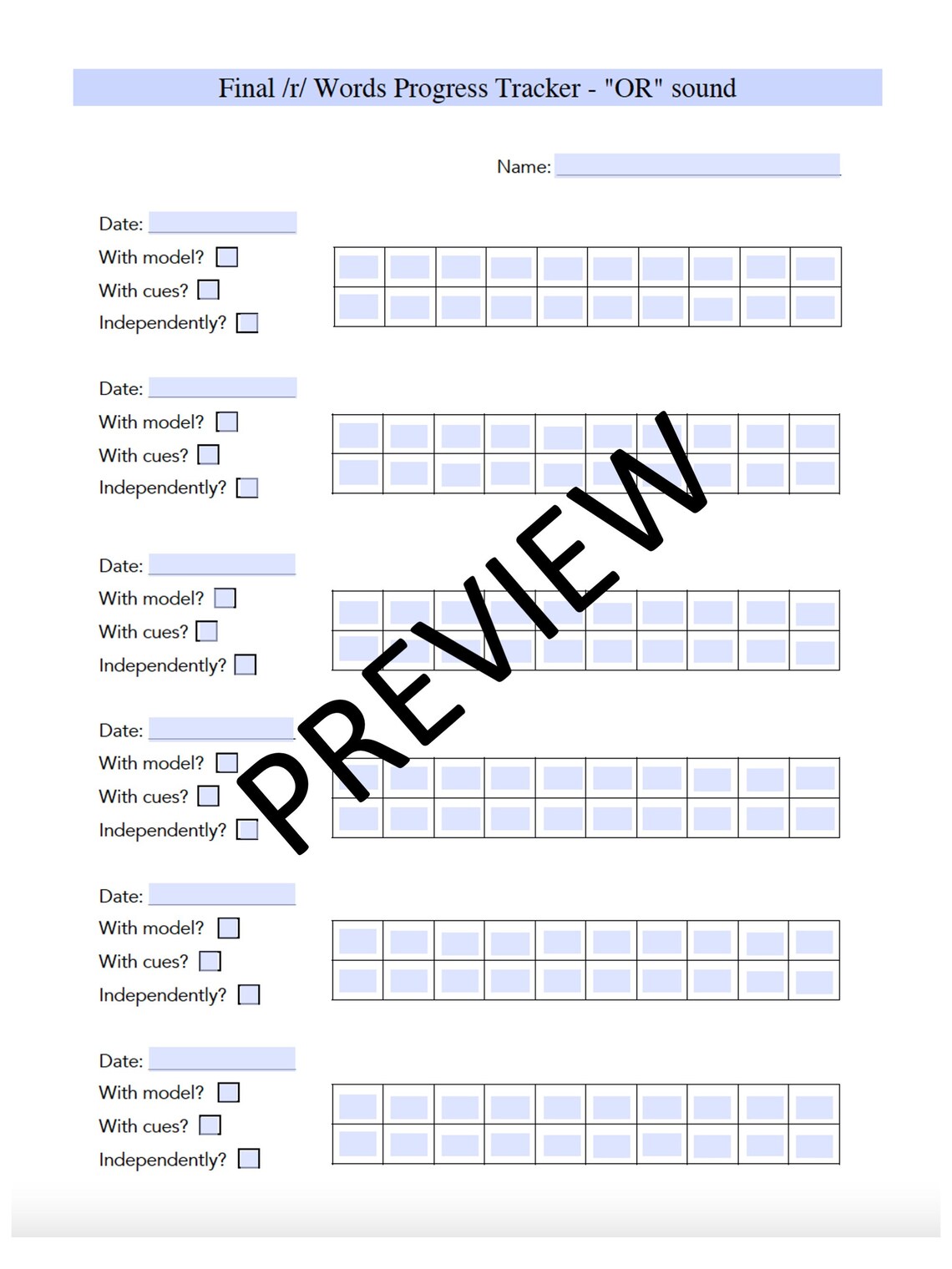 Final R Words OR Worksheet for Speech Therapy (editable, Fillable ...