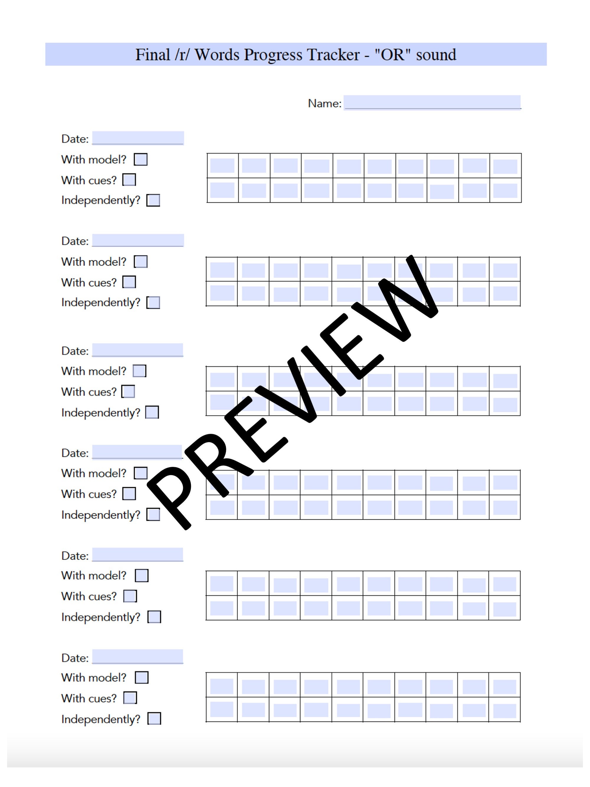 Final R Words OR Worksheet for Speech Therapy (editable, Fillable ...