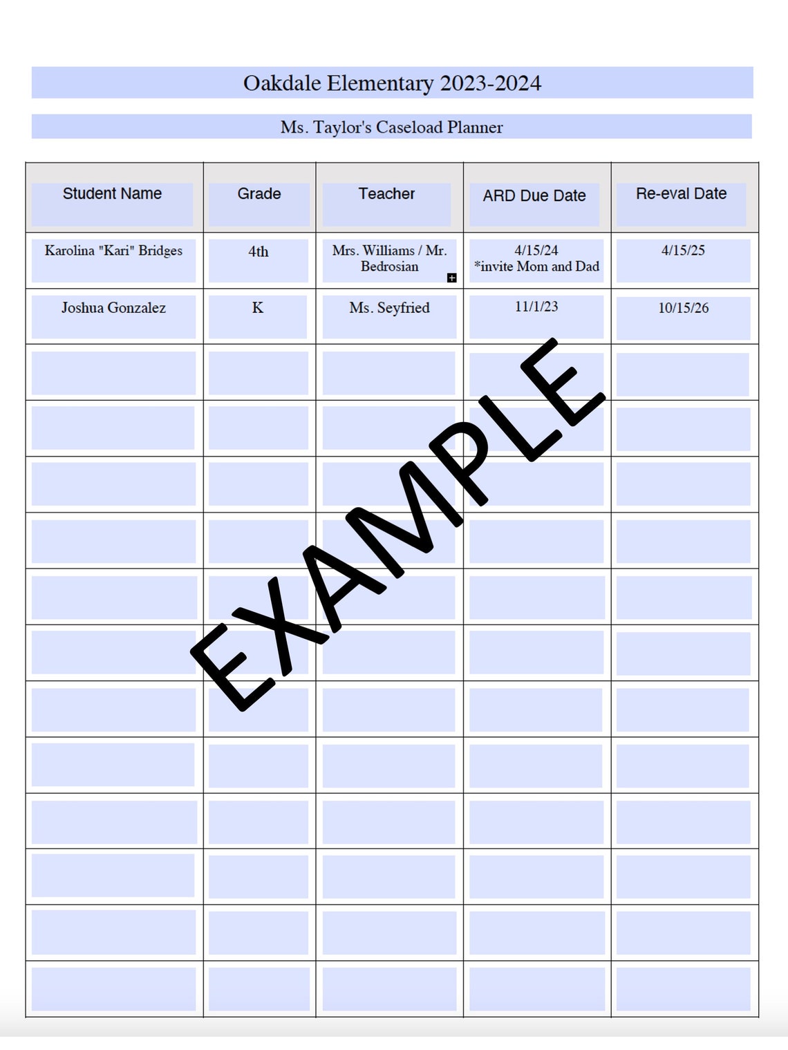 Caseload Planner Worksheet for Speech Therapy (editable, Fillable ...