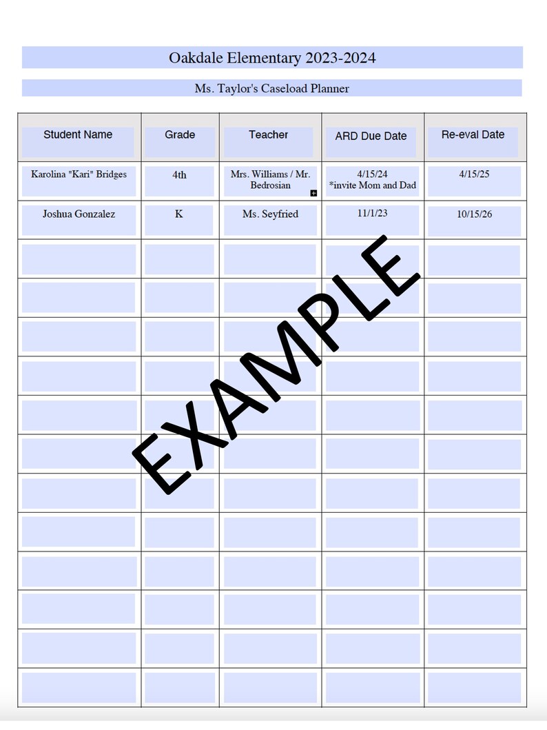 Caseload Planner Worksheet for Speech Therapy (editable, Fillable ...