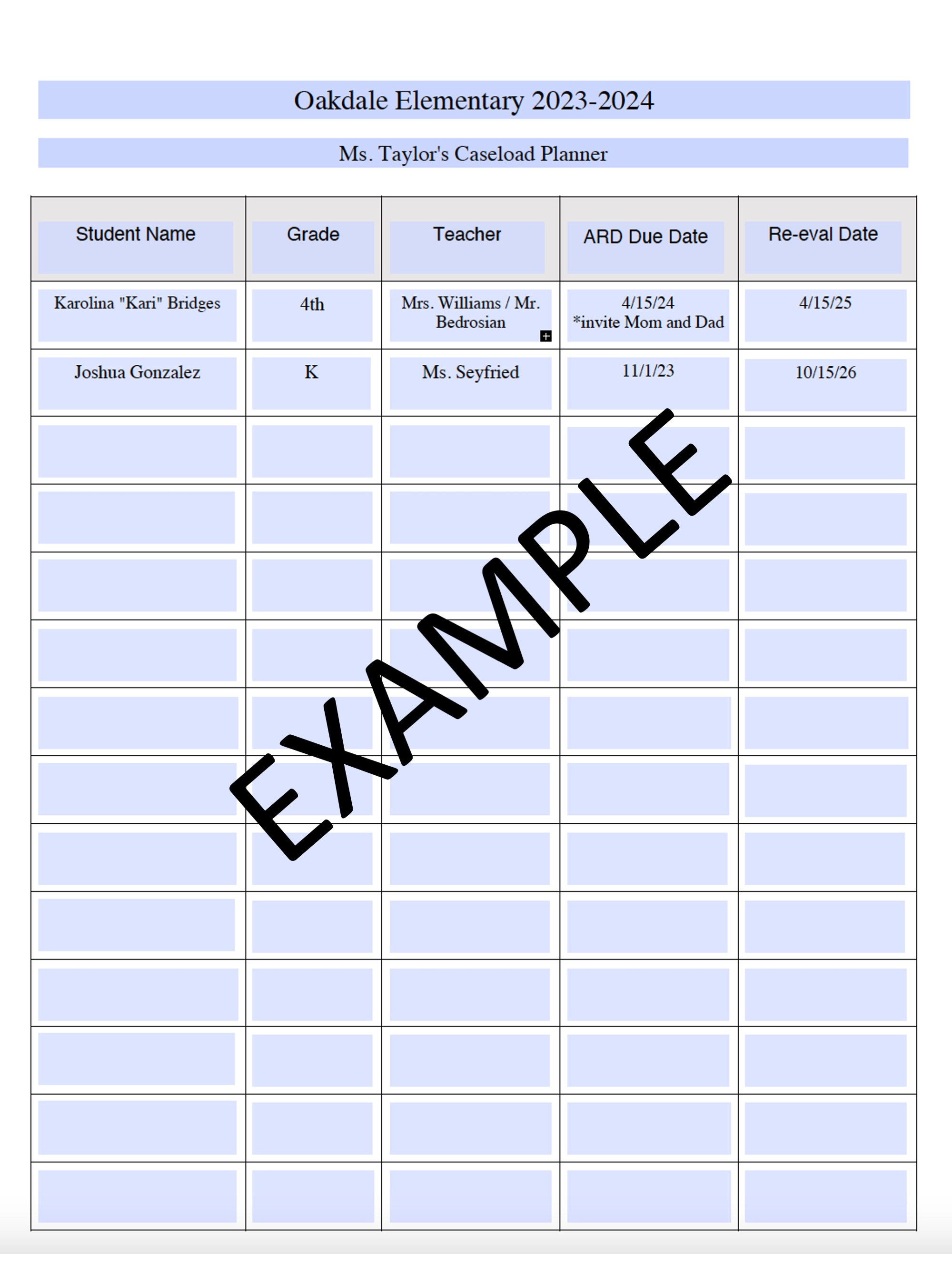 Caseload Planner Worksheet for Speech Therapy (editable, Fillable ...