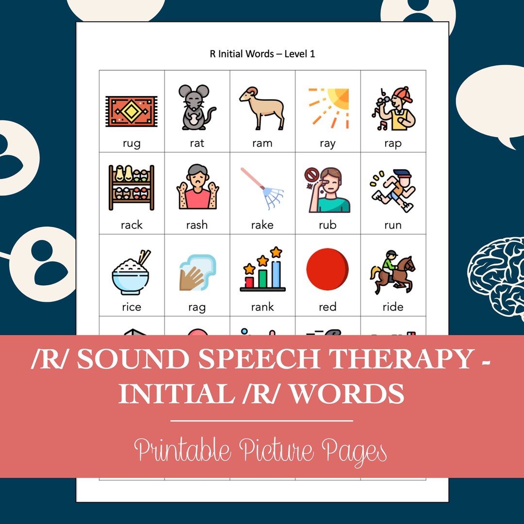 R Initial Words Picture Pages Worksheet + Progress Tracker for Speech ...