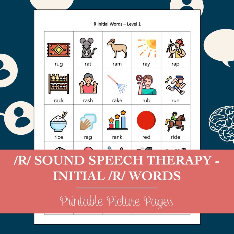 R Initial Words Picture Pages Worksheet + Progress Tracker for Speech ...