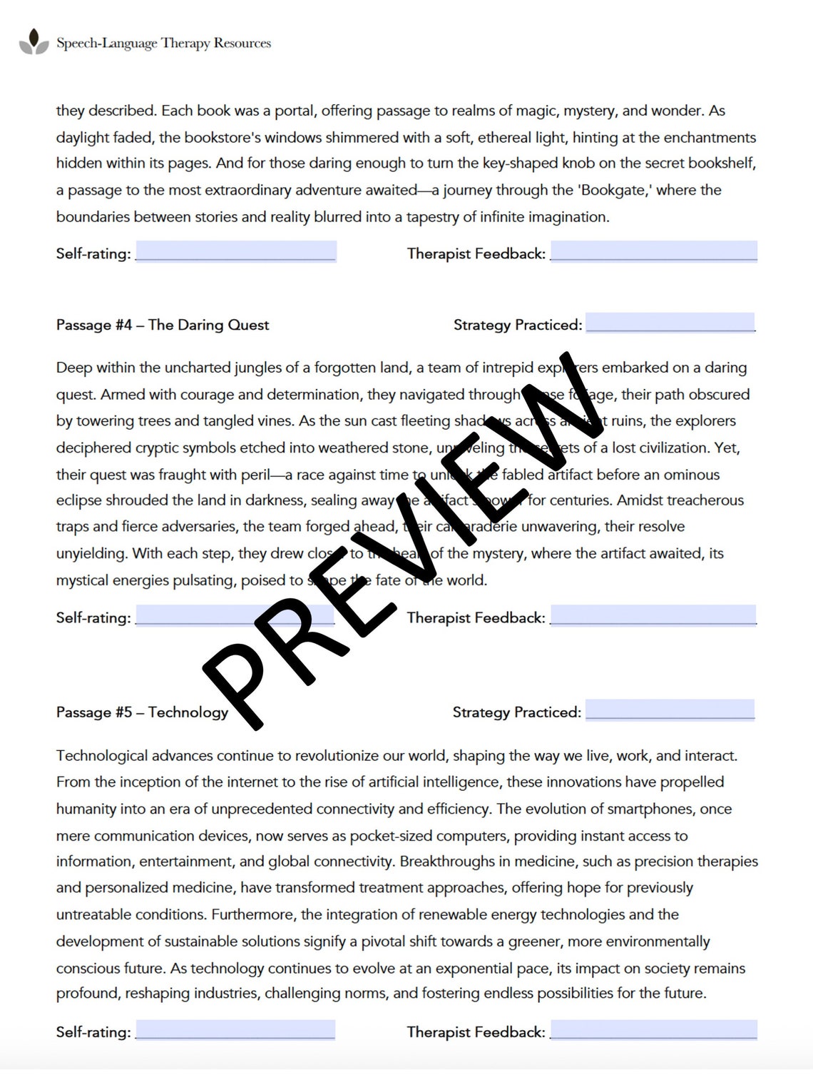 Reading Passages Worksheet for Stuttering Practice (upper Level) for ...