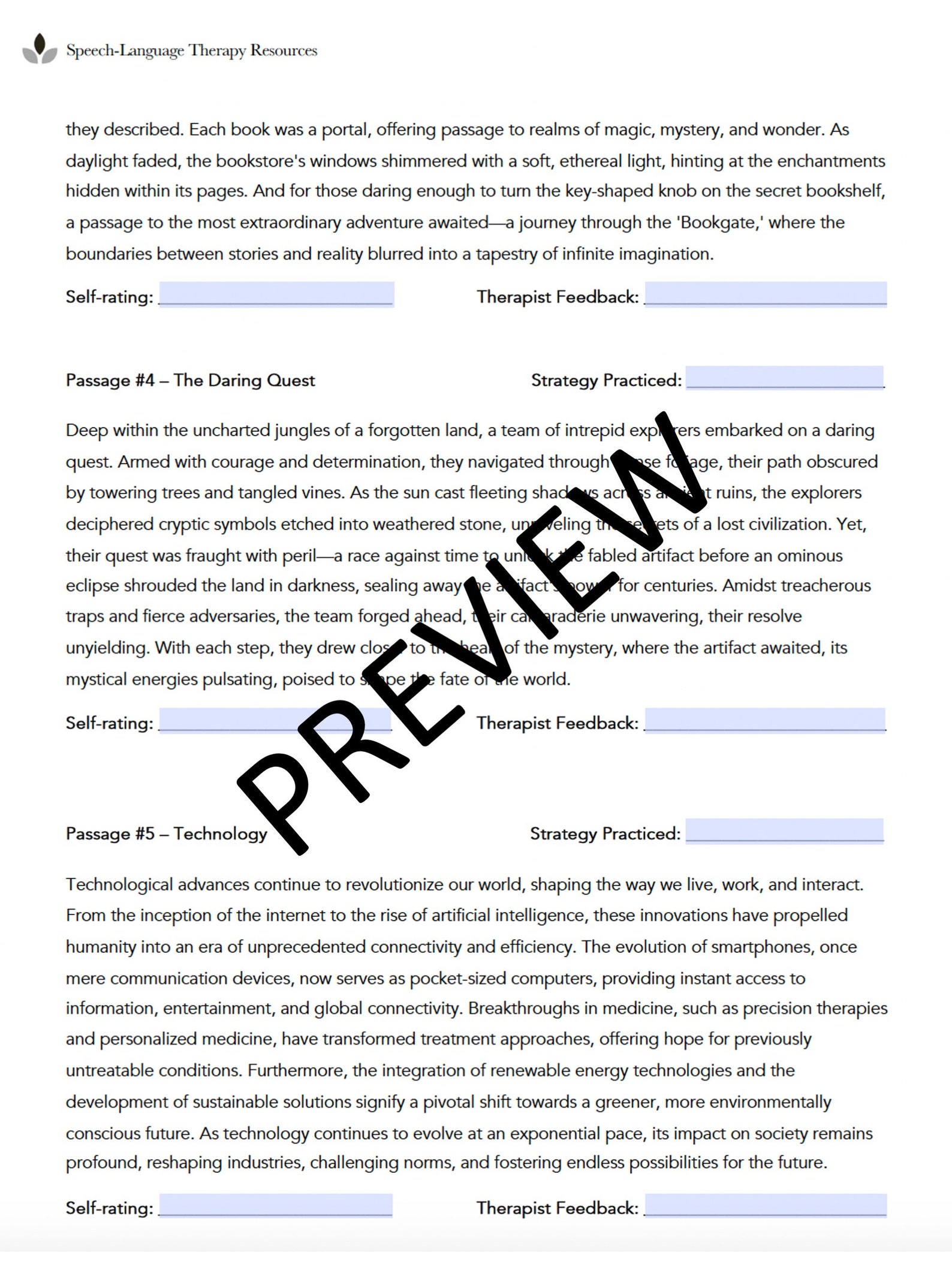 Reading Passages Worksheet for Stuttering Practice (upper Level) for ...