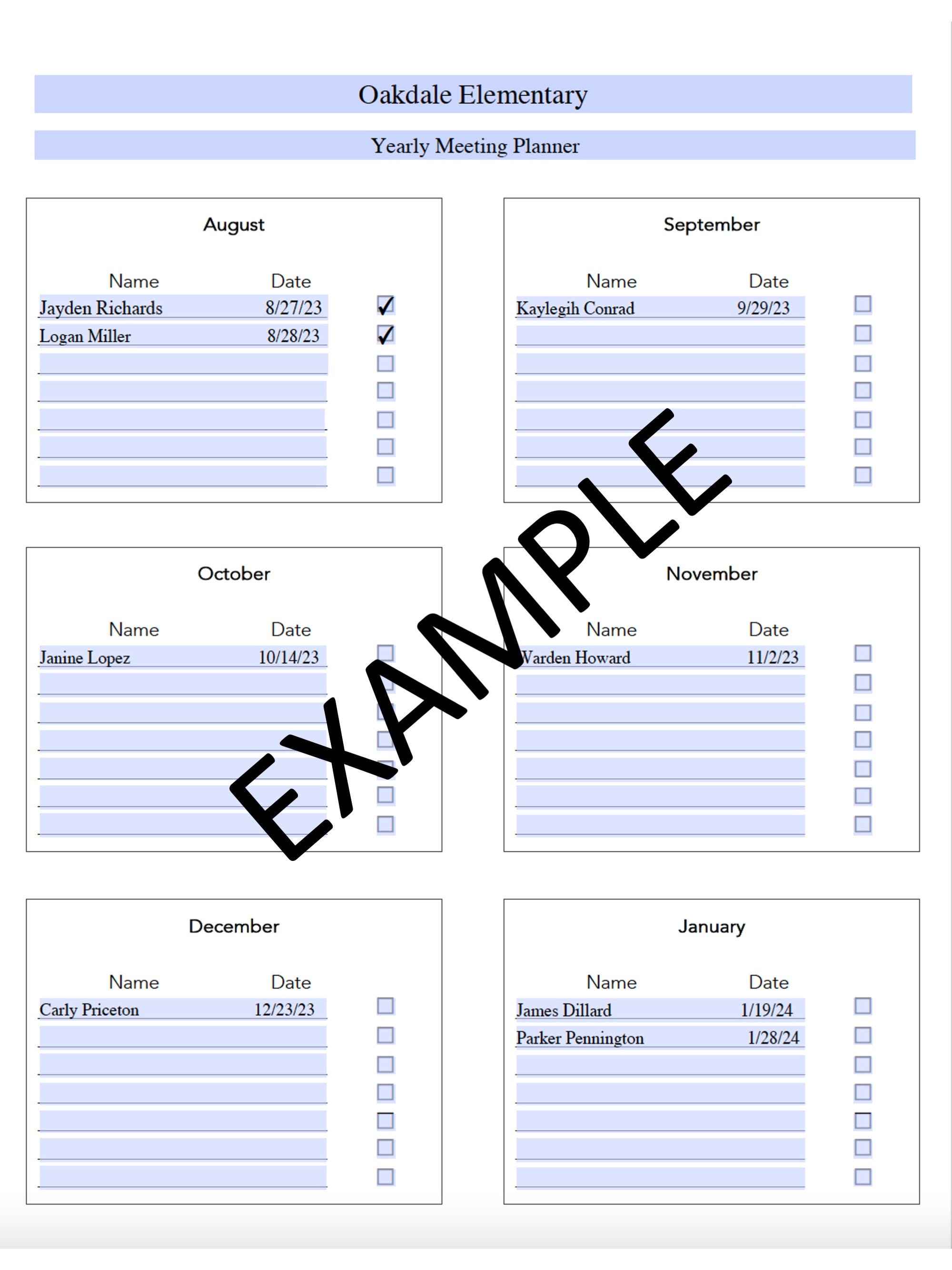Yearly Meeting Planner for Speech Therapy (editable, Fillable ...