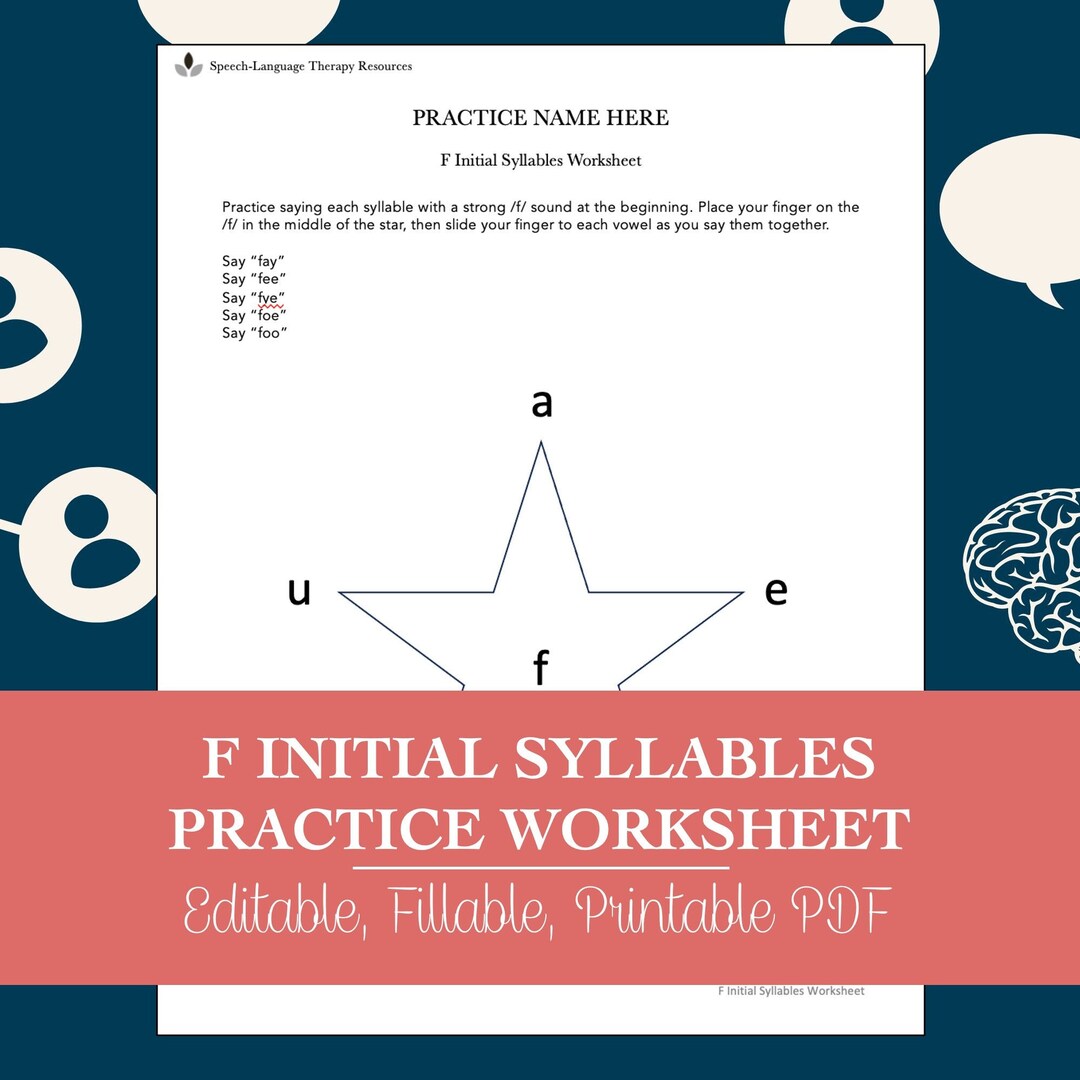 Initial /F/ Syllables Worksheet for Speech Therapy (printable PDF) - Etsy