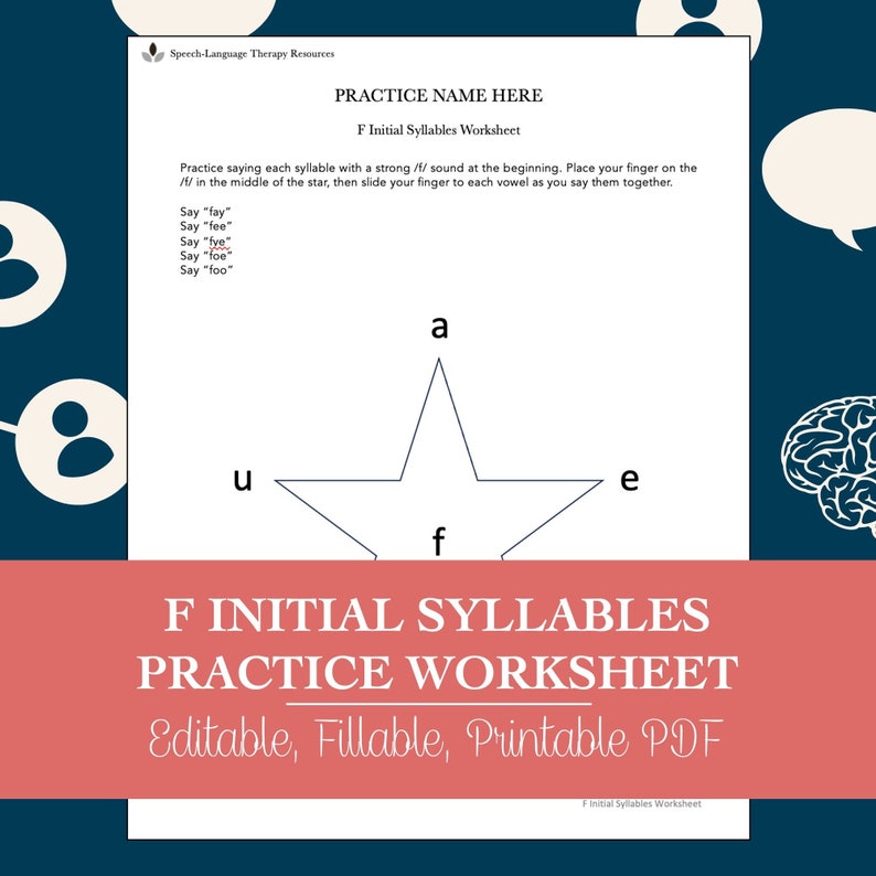 Initial /F/ Syllables Worksheet for Speech Therapy (printable PDF) - Etsy