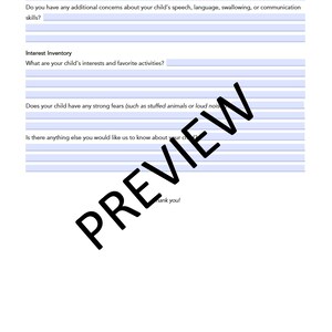 Speech Therapy Intake Form for Children (editable, Fillable, Printable ...