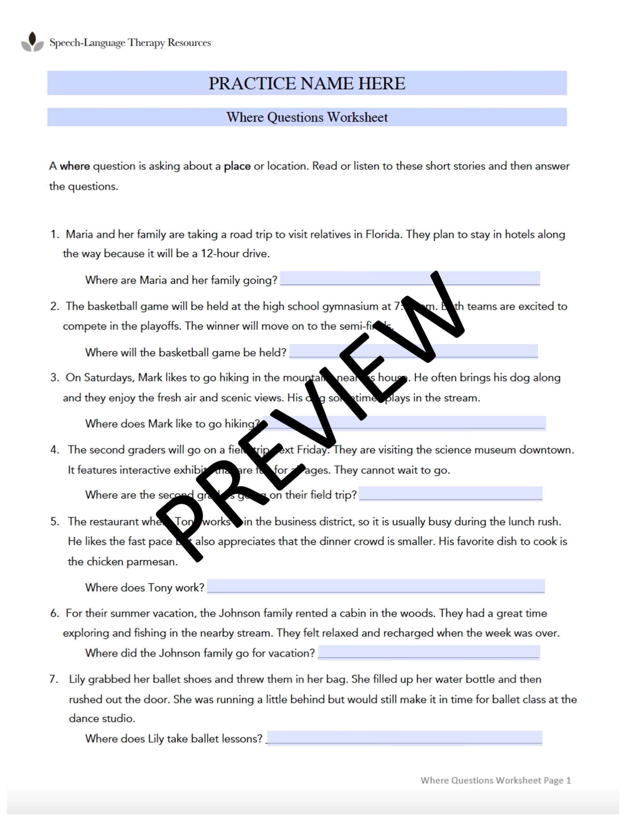 WH Questions Worksheet Bundle for Speech Therapy editable - Etsy