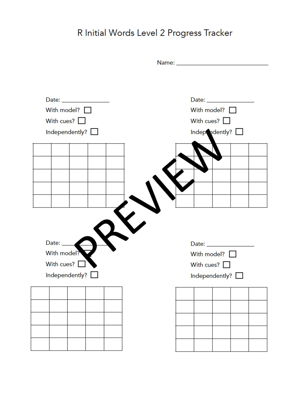 R Initial Words Picture Pages Worksheet + Progress Tracker for Speech ...