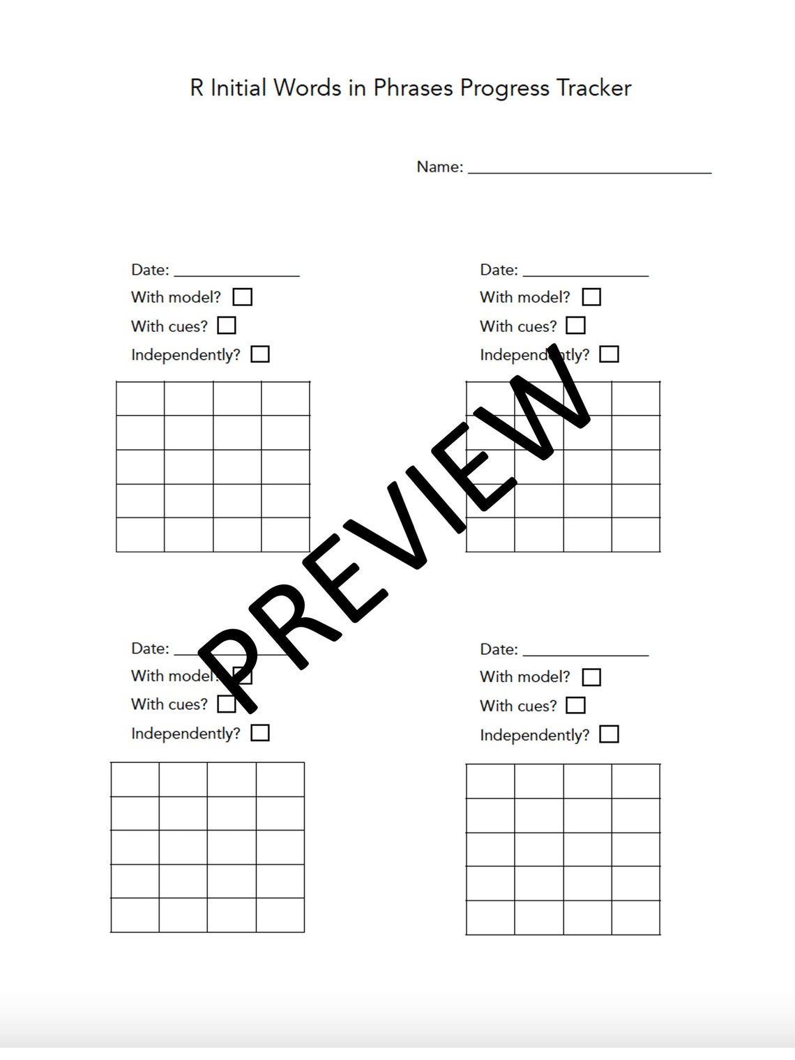 R Initial Words Picture Pages Worksheet + Progress Tracker for Speech ...