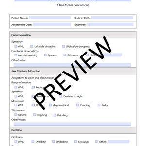 Oral Motor Assessment Worksheet for Speech Therapy (editable, Fillable ...