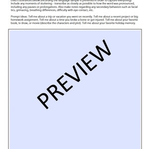 Informal Fluency Assessment for Speech Therapy (editable, Fillable ...
