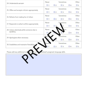 Pragmatic Language Skills Assessment Worksheet for Speech Therapy ...