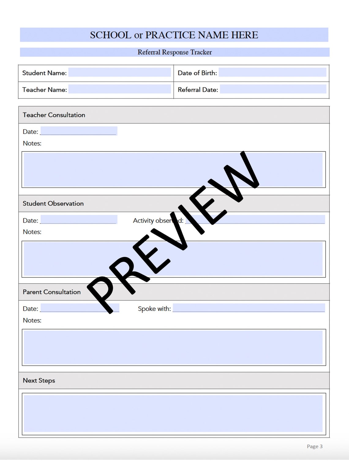 Teacher Referral Form for Speech Therapy (editable, Fillable, Printable ...