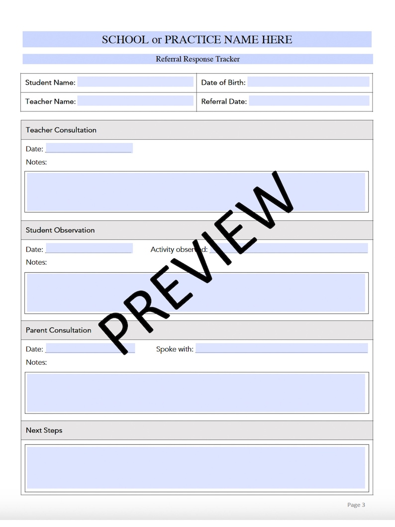 Teacher Referral Form for Speech Therapy (editable, Fillable, Printable ...