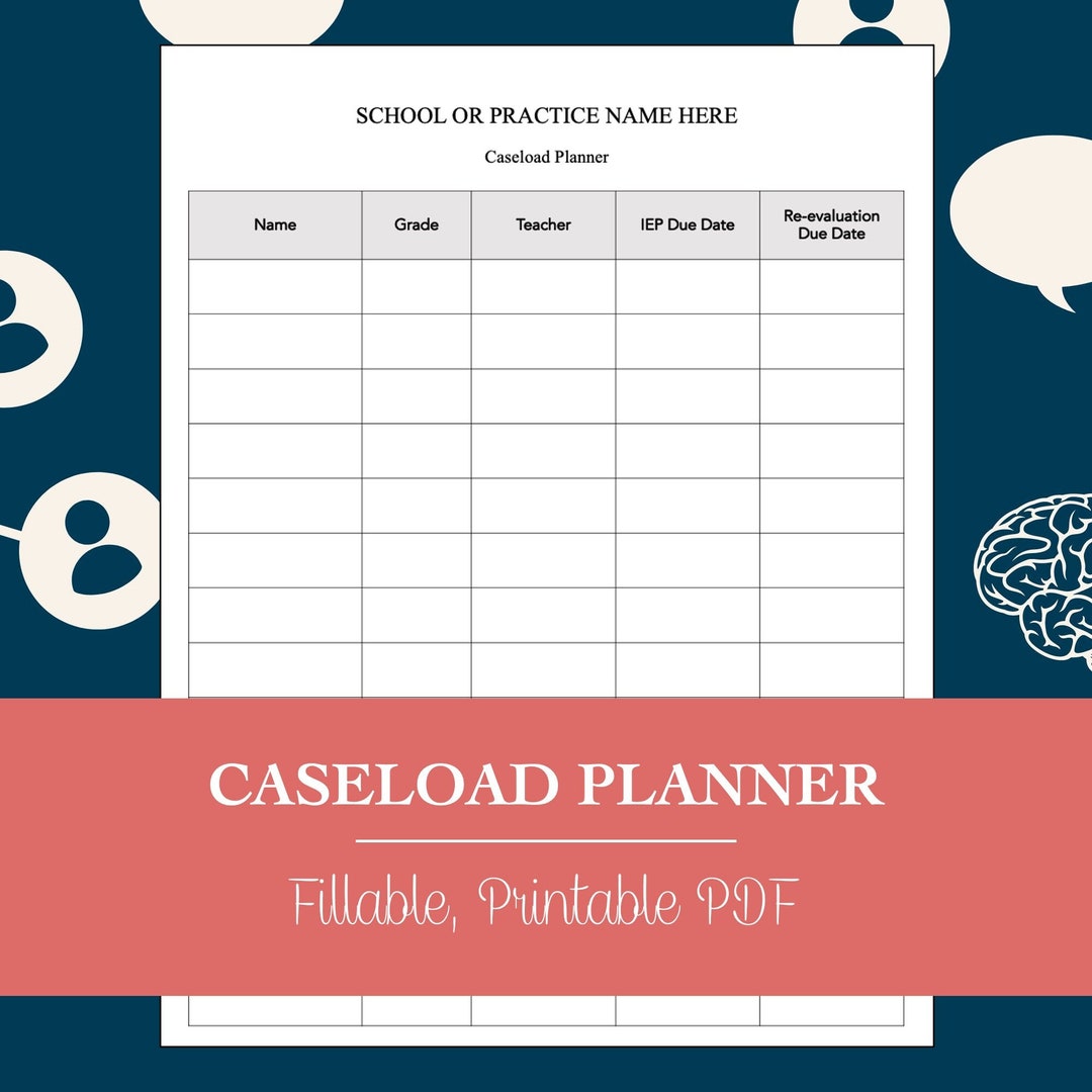 Caseload Planner Worksheet for Speech Therapy (editable, Fillable ...