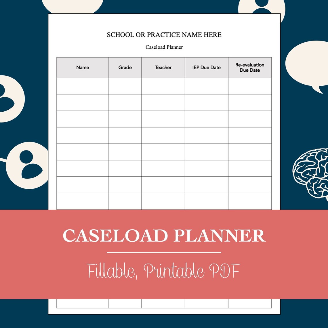 Caseload Planner Worksheet for Speech Therapy (editable, Fillable ...