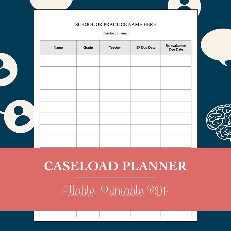 Caseload Planner Worksheet for Speech Therapy (editable, Fillable ...