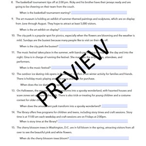 When Questions Worksheet for Speech Therapy (editable, Fillable ...