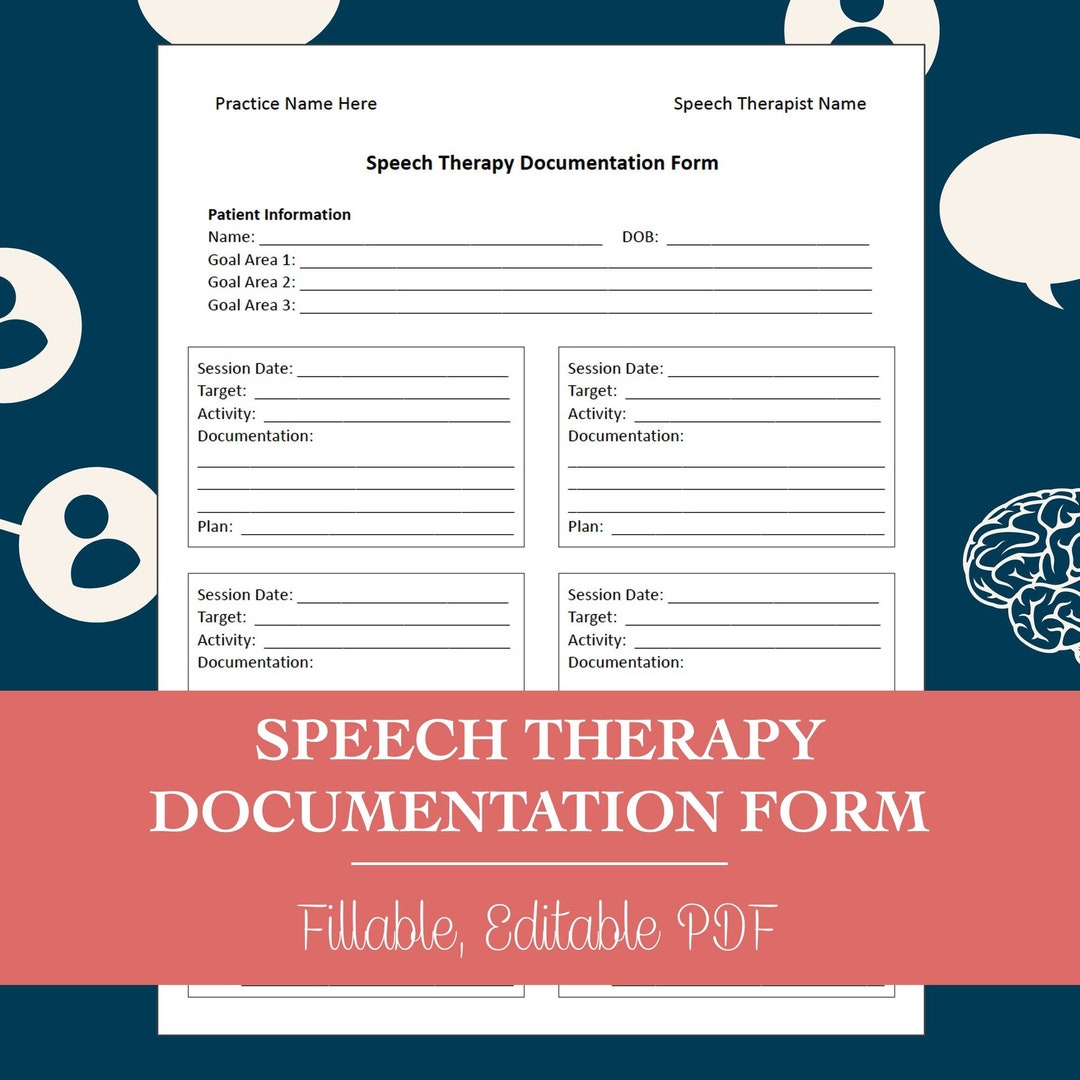 Documentation Form for Speech Therapy (editable, Fillable, Printable ...