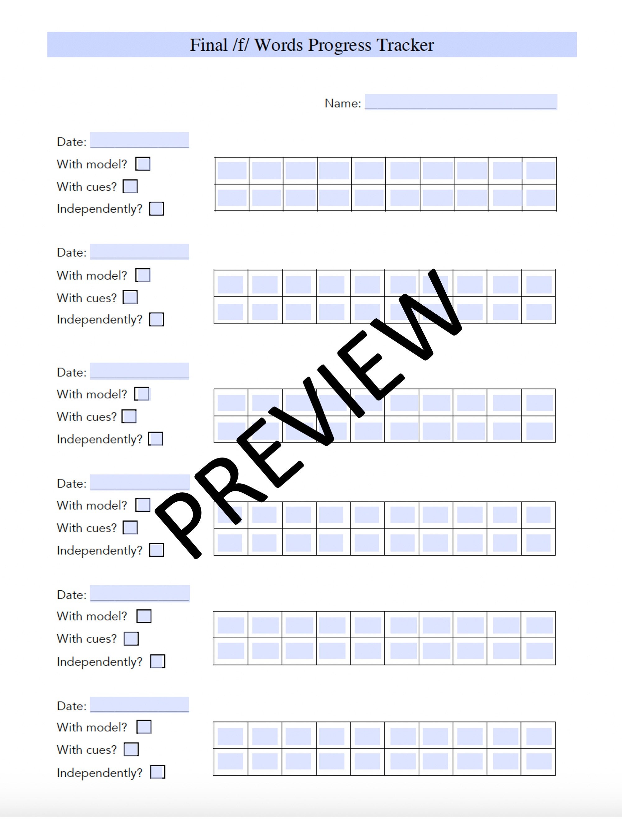 Final /F/ Words in Pictures Worksheet for Speech Therapy (printable PDF ...