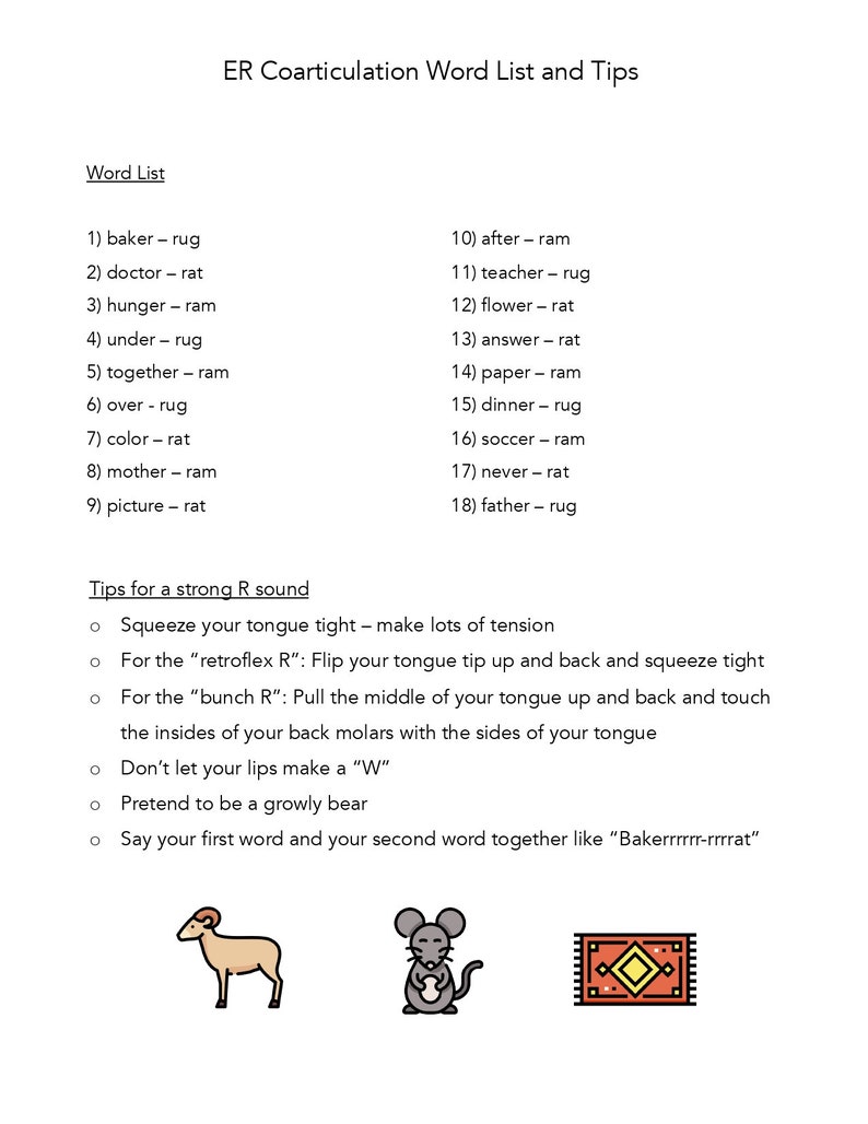 Vocalic /R/ Worksheets Bundle for Speech Therapy (editable, Fillable ...