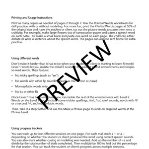 R Initial Words Picture Pages Worksheet + Progress Tracker for Speech ...