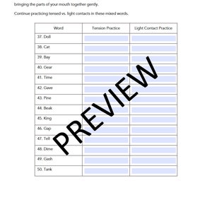 Intro to Light Contacts Worksheet for Speech Therapy (editable ...