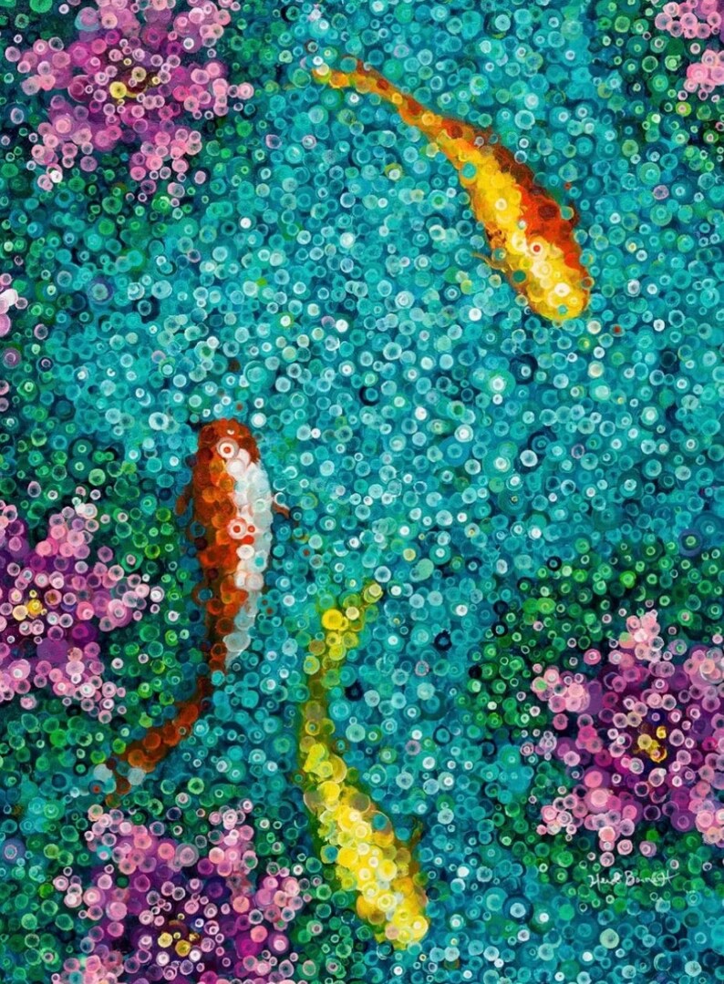 Koi Fish and Lilies, Fine Art Print Matted - Etsy