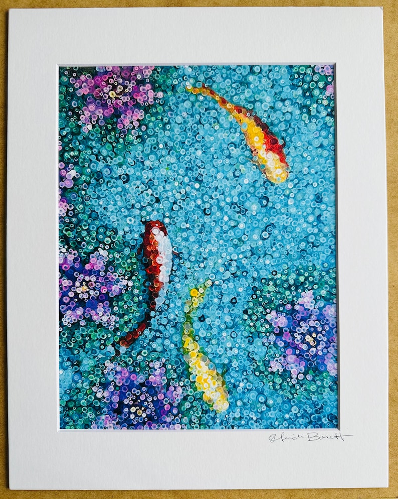 Koi Fish and Lilies, Fine Art Print Matted - Etsy