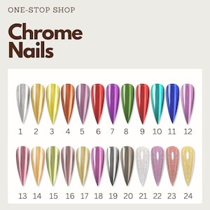 Customize in 24 Chrome Colors Press on Nail French Tip Chrome Nails ...