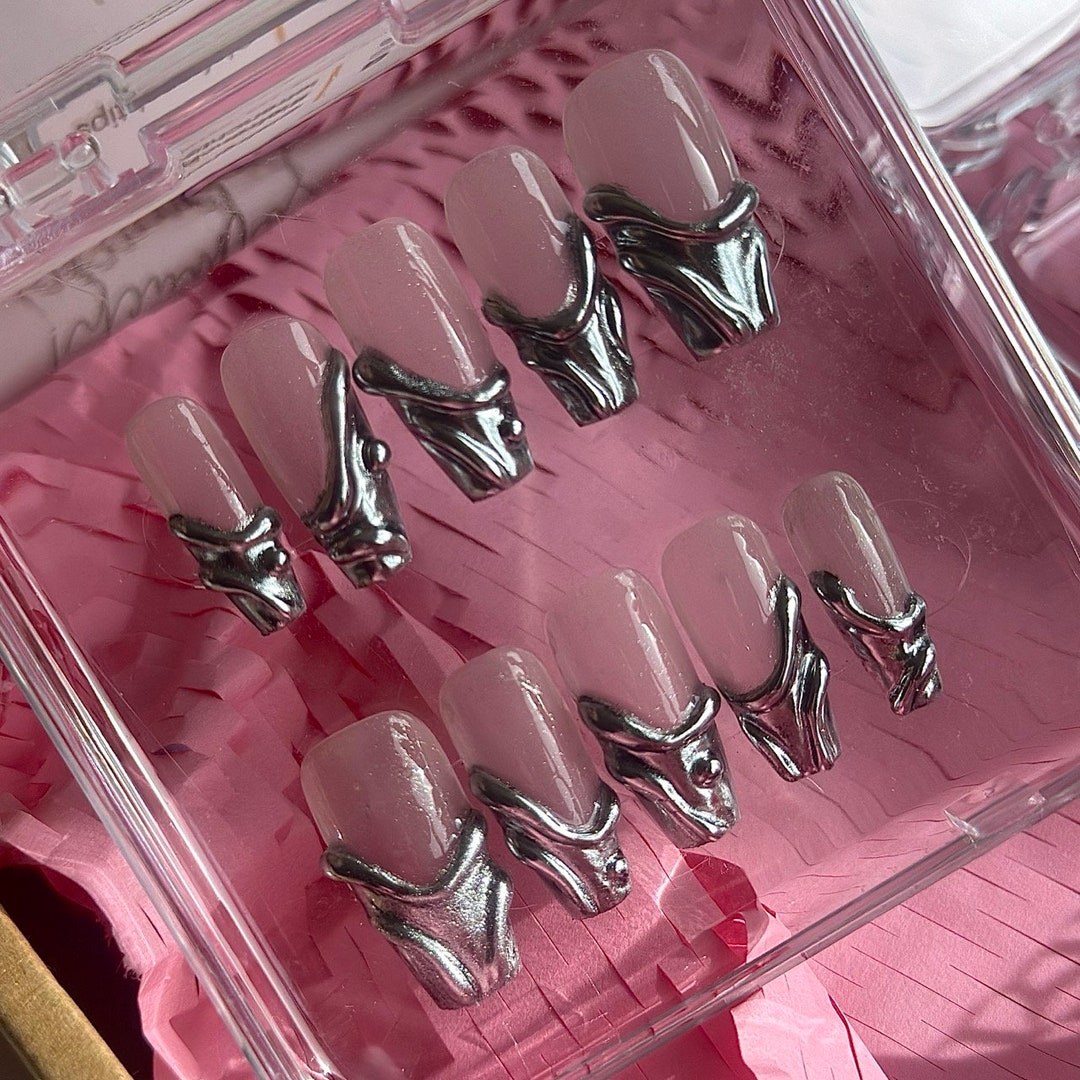 Lé FT #2310-3 'fairy Tale' Handmade Fake Gel Acrylic Y2k Long Short ...