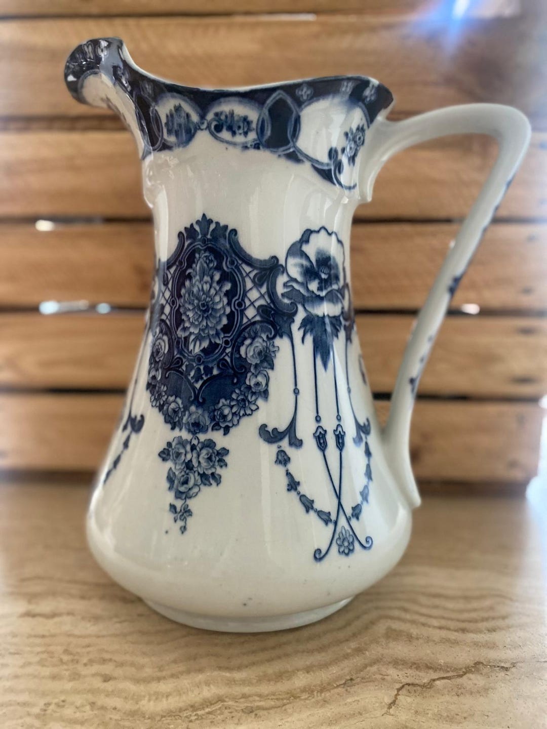 Large Antique Myott & Sons Blue and White Jug, Edwardian Staffordshire ...