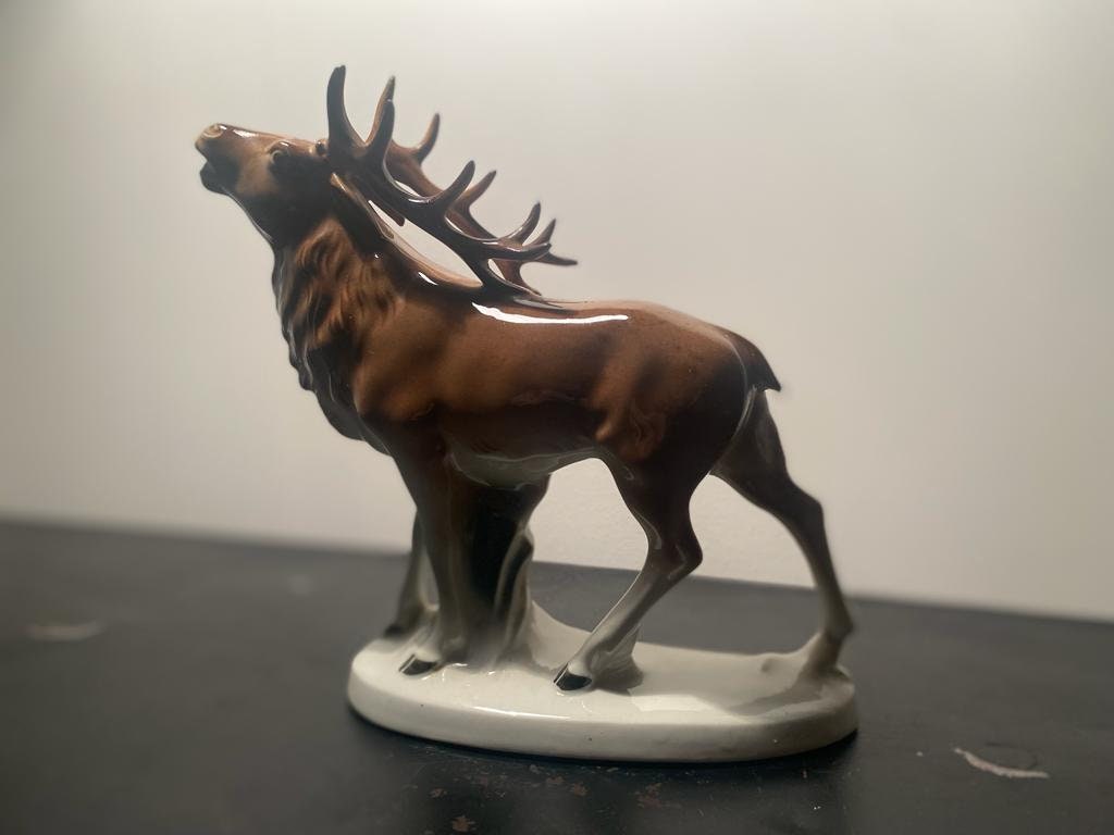 Vintage West German Pottery Stag Figurine: PM&M Mid-century Ornament - Etsy